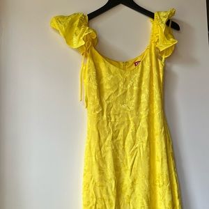 STAUD | Dresses | Staud Marwa Fluttersleeve Yellow Midi Dress | Poshmark